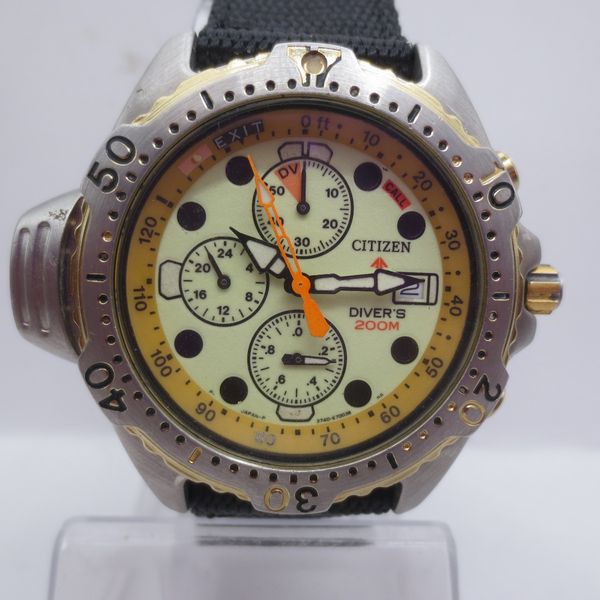 CITIZEN PROMASTER AQUALAND 3745 DIVER 200M DATE CHRONOGRAPH SS QUARTZ ...