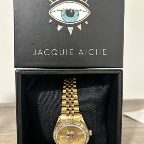Timex Legacy x Jacquie Aiche Gold Sunray Dial with Flower Tribe Eye ...