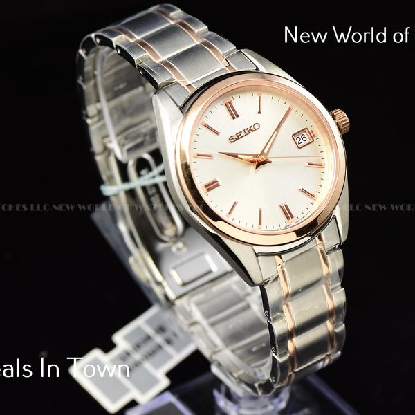 SEIKO - Women's Classic Stainless Steel Rose Gold Steel Quartz Watch ...