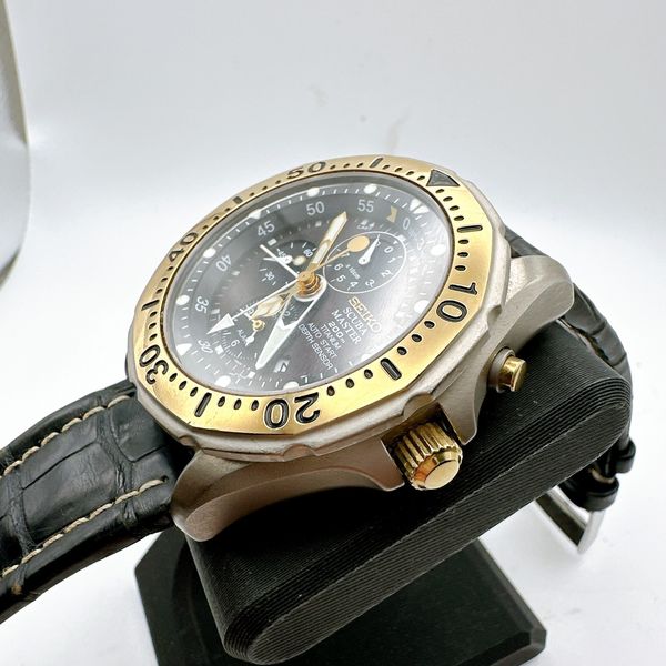 Seiko Scubamaster 5M23-8A00 Titanium 200m Diver Watch Auto Start Depth ...