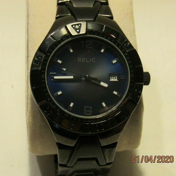 Relic BY FOSSIL Mens Gunmetal Degrade Blue Dial Date Watch ZR12056 LOT ...