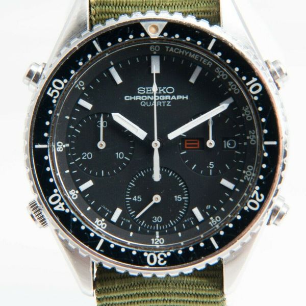 SEIKO 7A38-6040 SPEEDMASTER Day-Date Chronograph Quartz Wristwatch ...