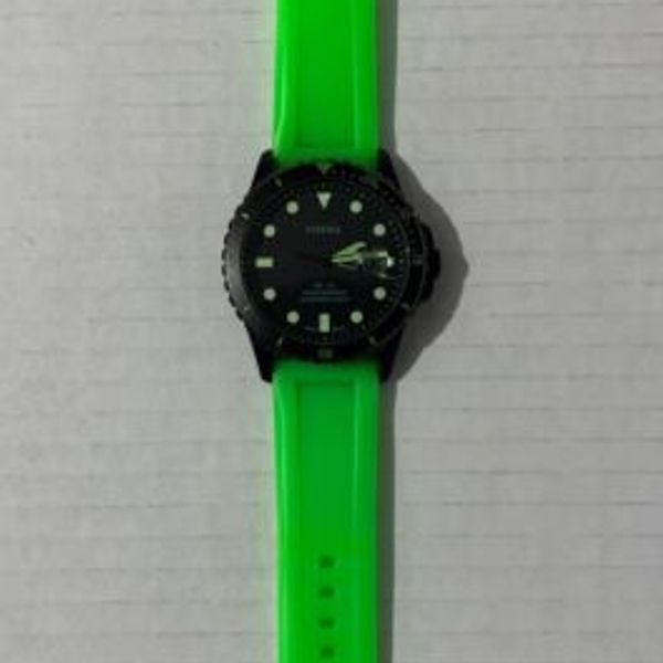 Fossil Menâ s Watch FB-01 Three-Hand Date Neon Green Diver Style Needs ...