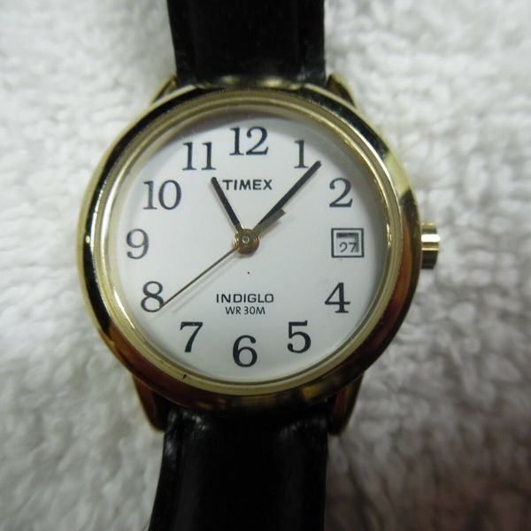 Timex Indiglo WR 30M R7 Stainless Steel Back Watch Leather Band 160-4T2 | WatchCharts Marketplace