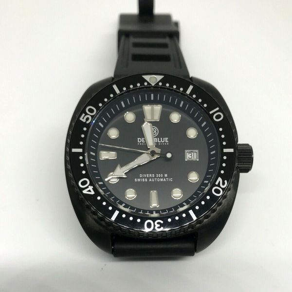 Deep Blue MILITARY DIVE 300 SWISS AUTOMATIC PVD Black Men's Watch ...