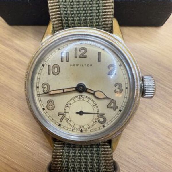 VINTAGE WW2 MENS HAMILTON ORD. DEPT. 987A MILITARY WATCH RUNS KEEPS ...