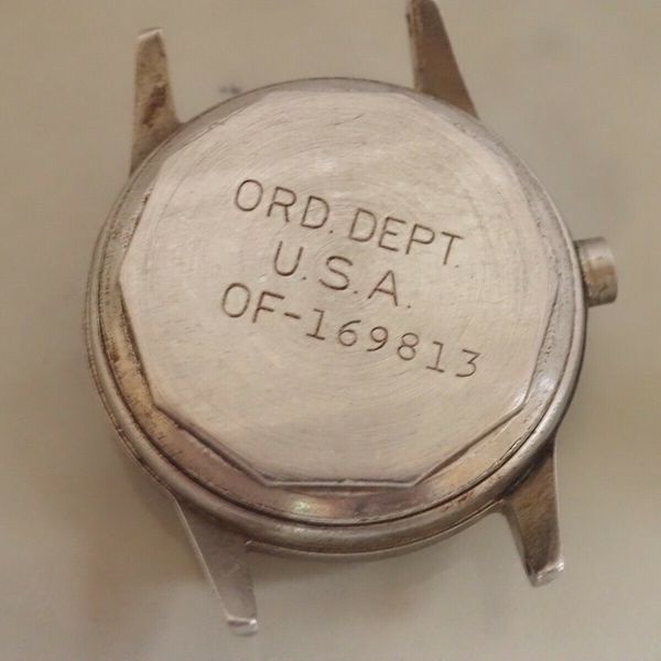 VINTAGE U.S.A. MILITARY WATCH CASE w/ ORDNANCE NUMBER: BULOVA ELGIN ...