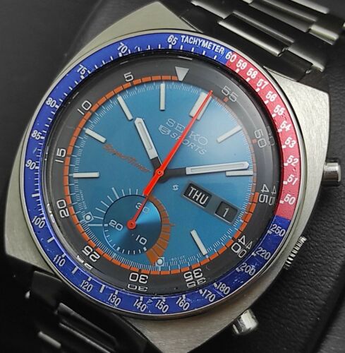 Seiko Pepsi "Speed-Timer" Very Rare Blue Dial 6139-6032 Automatic Men’s ...