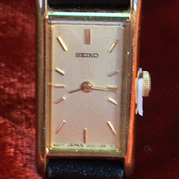 Vintage Seiko Quartz Tank Gold Tone Rectangular Ladies Watch New Battry ...