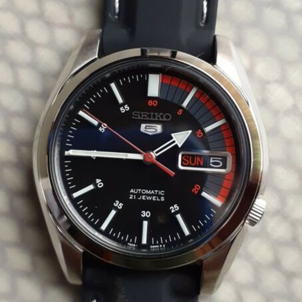 SEIKO SNK375K1 7S26 AUTOMATIC WATCH. BLACK RACER DIAL. BNWT. | WatchCharts