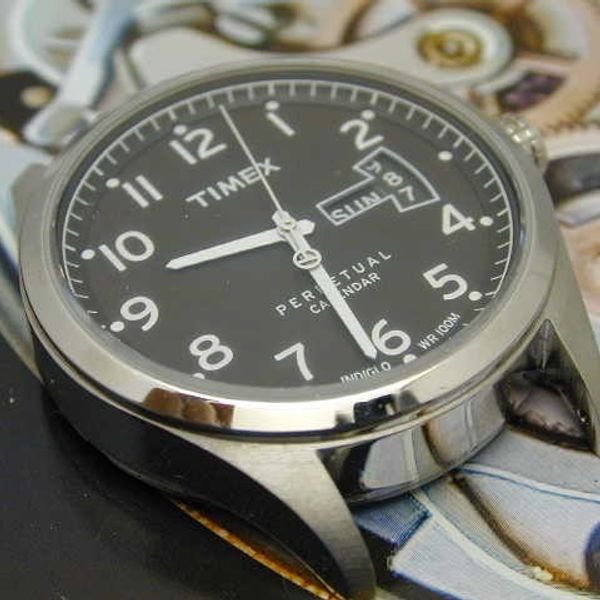 Men's Timex 1854 Indiglo Perpetual Calendar BLACK DIAL RUNNING ...