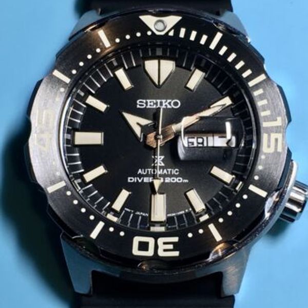 SEIKO MONSTER SRPD 27 DIVER'S 200M PROSPEX BLACK AUTO 4R36 CALIBER ...