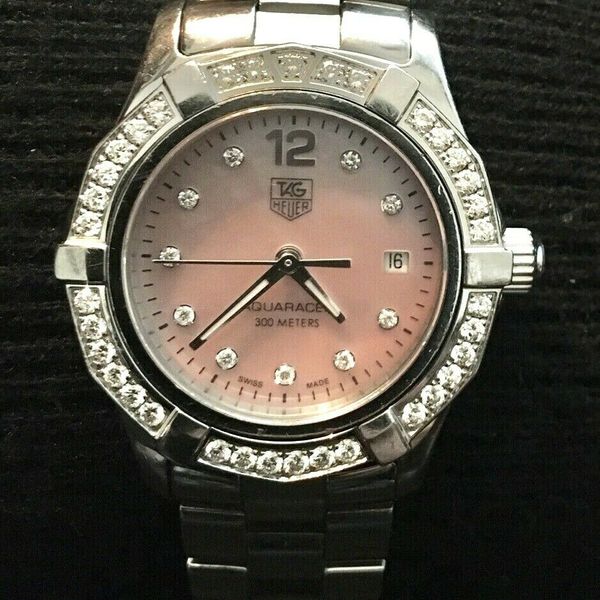 Tag Heuer Aquaracer Ladies Diamonds Pink Mother of Pearl Watch ...