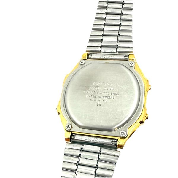 Vintage CASIO Watch A168 3298 MEN'S GOLD TONE STAINLESS STEEL DIGITAL ...
