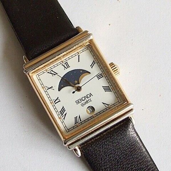 Sekonda gents moon phase date quartz watch. Good working order ...