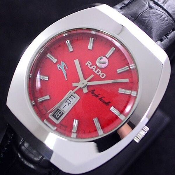 VINTAGE RADO PURPLE GAZELLE AUTOMATIC RED DIAL DAY&DATE DRESS MEN'S ...