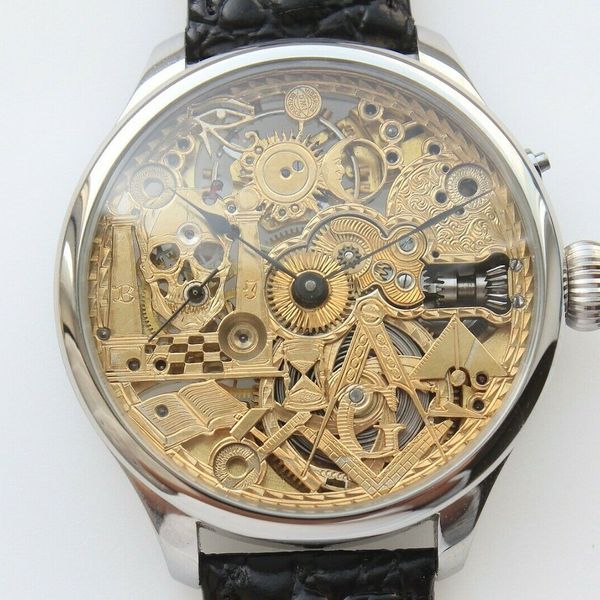 Skeleton IWC SS&CO Stauffer&Co Peerless Swiss Lever Pocket Watch ...