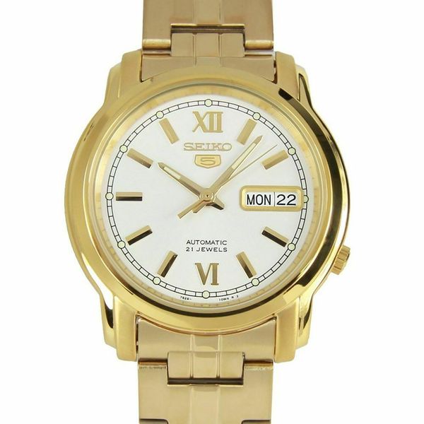 SEIKO Men SNKL58 SEIKO 5 Automatic Gold Tone Bracelet Brand New ...