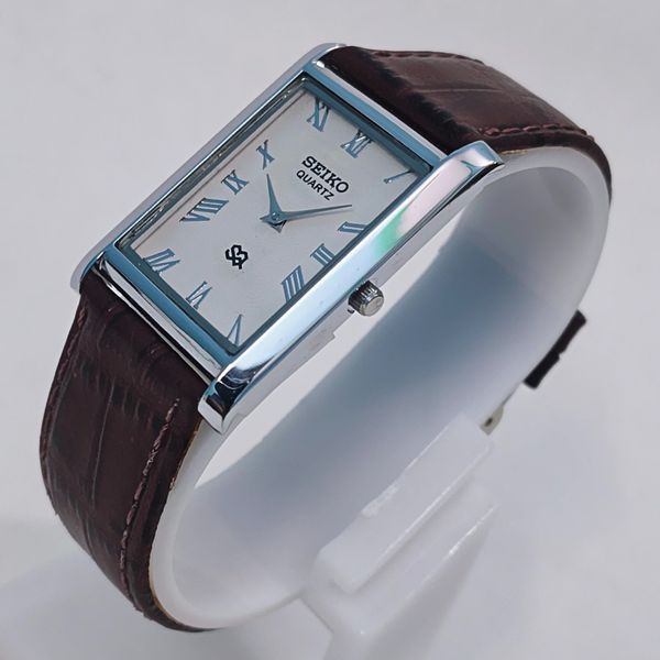 SEIKO TANK Rectangular White Dial Japanese 27mm Men's Wristwatch ...