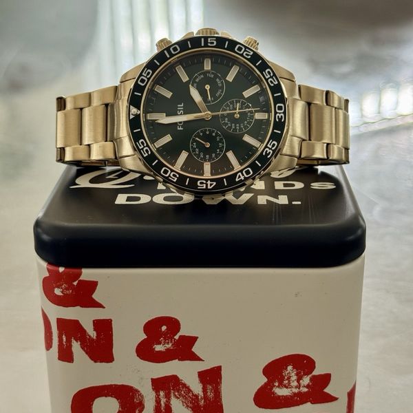 Fossil Bannon Chronograph Multifunction Menâ s Gold Watch Dark Green ...