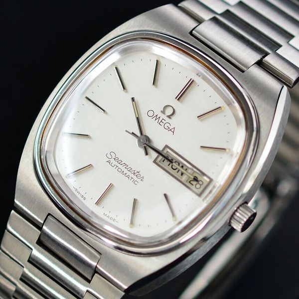 1980's VINTAGE OMEGA SEAMASTER AUTOMATIC SILVER DIAL DAY&DATE DRESS MEN ...