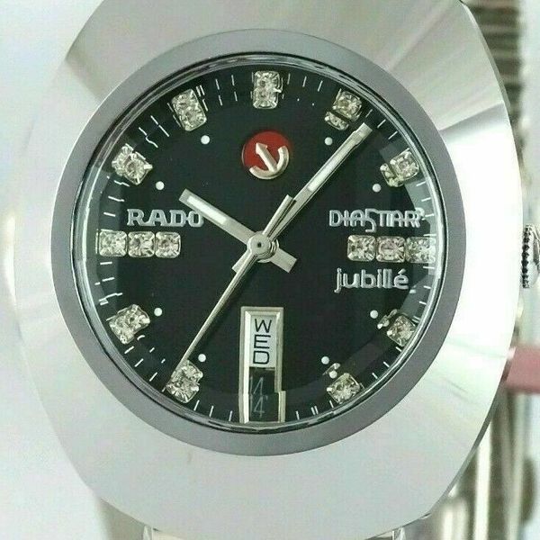 Vintage Rado Diastar Automatic Silver Black Dial White Stone Men's ...