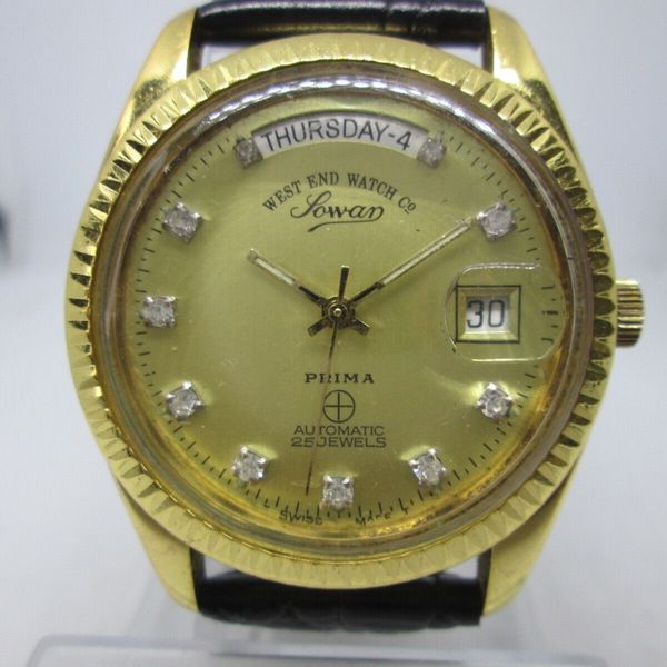 WEST END LOWAN SPLIT DAYDATE GOLDPLATED AUTOMATIC MENS WATCH ...