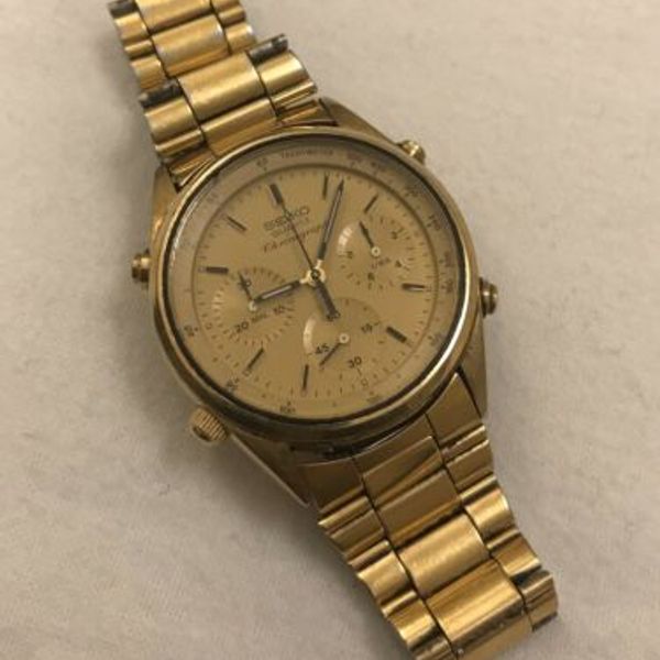 Vintage Gents Seiko Quartz Chronograph James Bond 7A28-7020 Gold Plated | WatchCharts Marketplace