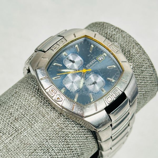 Fossil Speedway Watch Mens 40mm Chronograph Blue Dial Silver Tone New ...