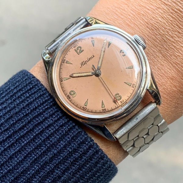 Alpina vintage, salmon dial, Francois Borgel step case | WatchCharts