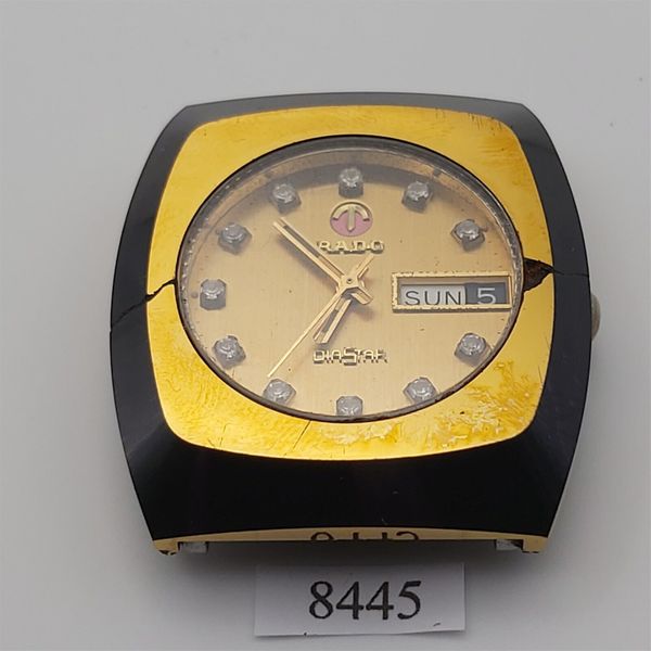 PROJECT TO FIX RADO DIASTAR GOLD CUSHION DAY DATE EU SHIP MENS WATCH ...
