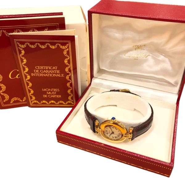 CARTIER Cartier VERMEIL Women's 152444 belt leather embossed with box ...