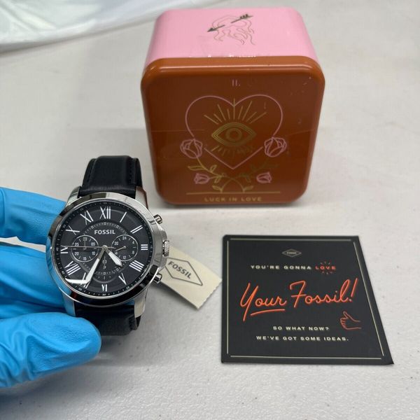 Fossil Grant Black Dial Black Leather Men's Watch FS4812 - NEW ...