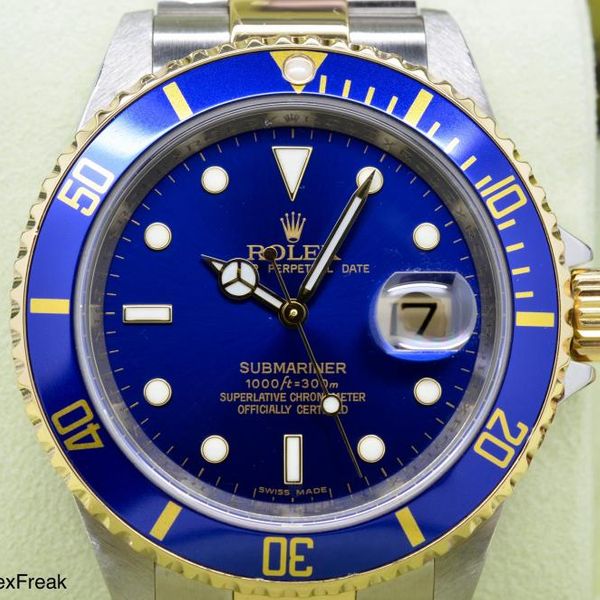 Rolex Two Tone Blue Submariner 16613 M Serial With Box and Papers ...