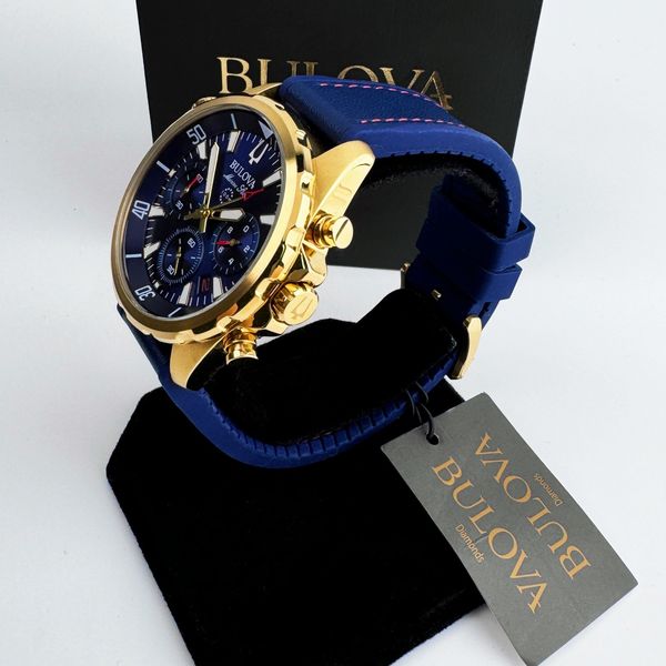 Bulova Marine Star 97B168 Quartz Chronograph Blue dial Men's Watch 43mm ...