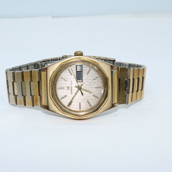 Men's Vintage Hamilton Day/Date Gold Quartz Watch New Battery 742002-14 ...