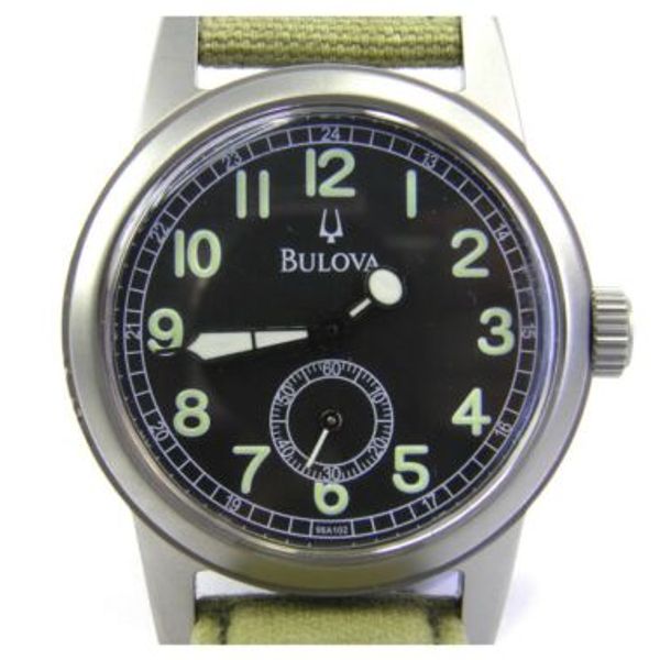 Mens Bulova 96A102 military design stainless steel quartz wrist watch ...