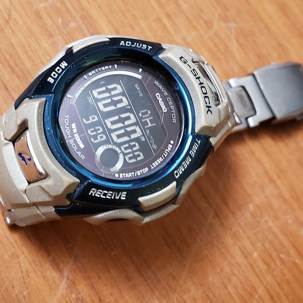 CASIO MTG 960DA SS BLUE TOUGH SOLAR WAVECEPTOR NEG LCD G SHOCK WATCH ...