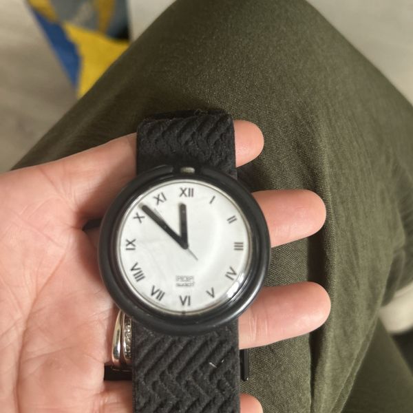 Swatch Pop Analog Quartz Men Basic Black Watch1989 Vintage 352467203 ...