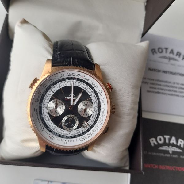 Rotary Aquaspeed Chronograph Quartz Watch With black leather Strap ...