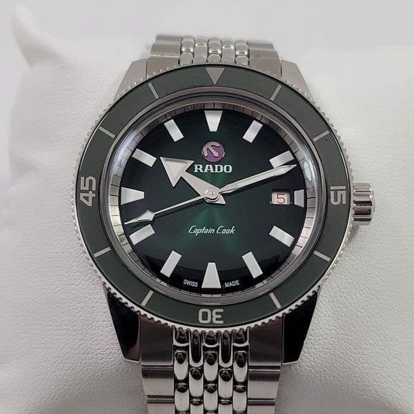 Rado Captain Cook Automatic Green Dial Stainless Steel Mens Dive Watch ...