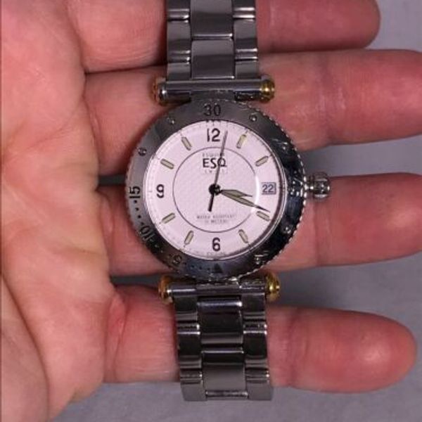 ESQ Esquire Swiss Mens Wrist Watch New Battery Polished 300454 Coined ...