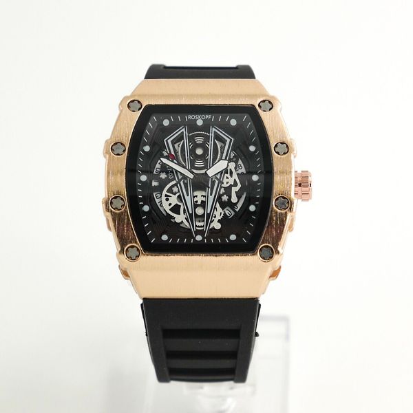 Roskopf Racing Formula1 F1 - New Tonneau Shaped Skeleton Watch - Gold ...