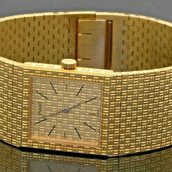 Piaget Polo 9131 vintage heavy 18K gold square dial men's mech. dinner ...