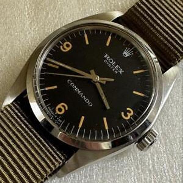 ROLEX OYSTER COMMANDO Ref.6429 Cal.1225 60s Black Dial Hand Winding ...