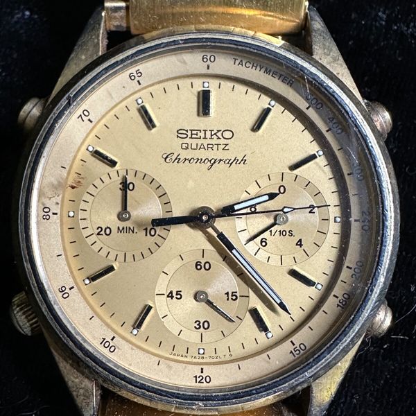 Seiko chronograph watch vintage 7A28-7029 Gold | WatchCharts Marketplace
