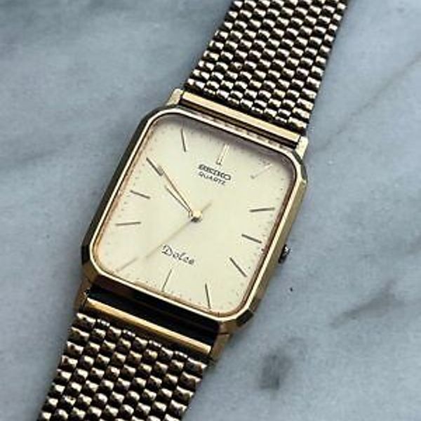 *Exc+5* Vintage 1985 SEIKO Dolce 7731-5240 Gold Dial tank quartz Men's Watch JP | WatchCharts ...