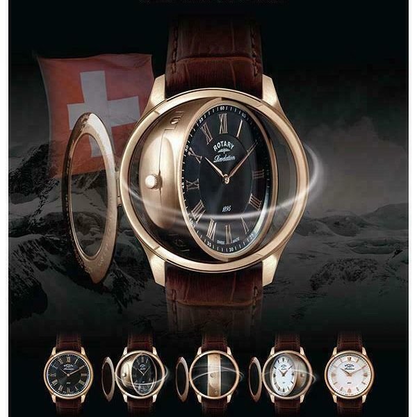 Men's Rotary Revelation GS02967/06/10 Dual Face Rose Gold Case Swiss ...