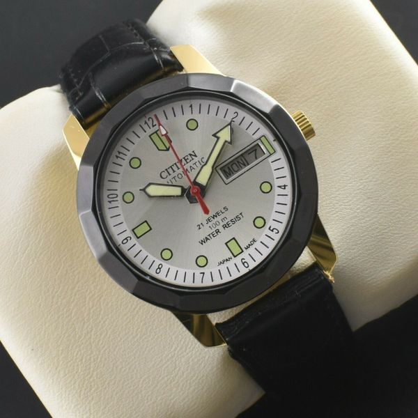 VINTAGE CITIZEN AUTOMATIC 21 JEWEL GOLD PLATED SEE THRU BACK DAY DATE MENS WATCH | WatchCharts ...