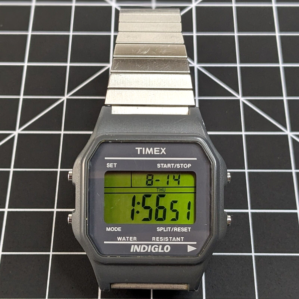 TIMEX Stainless Steel 555 Indiglo Water Resistant Digital Watch - New ...